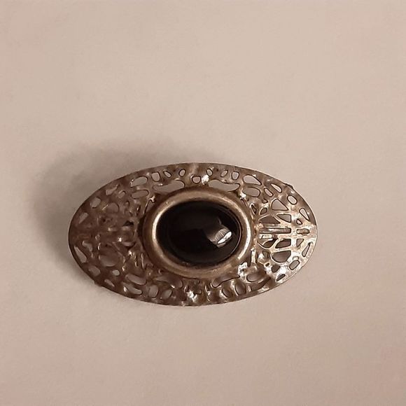 Jewelry | Pewter Tone1brooch Pin Cabochon Victorian Style | Poshmark